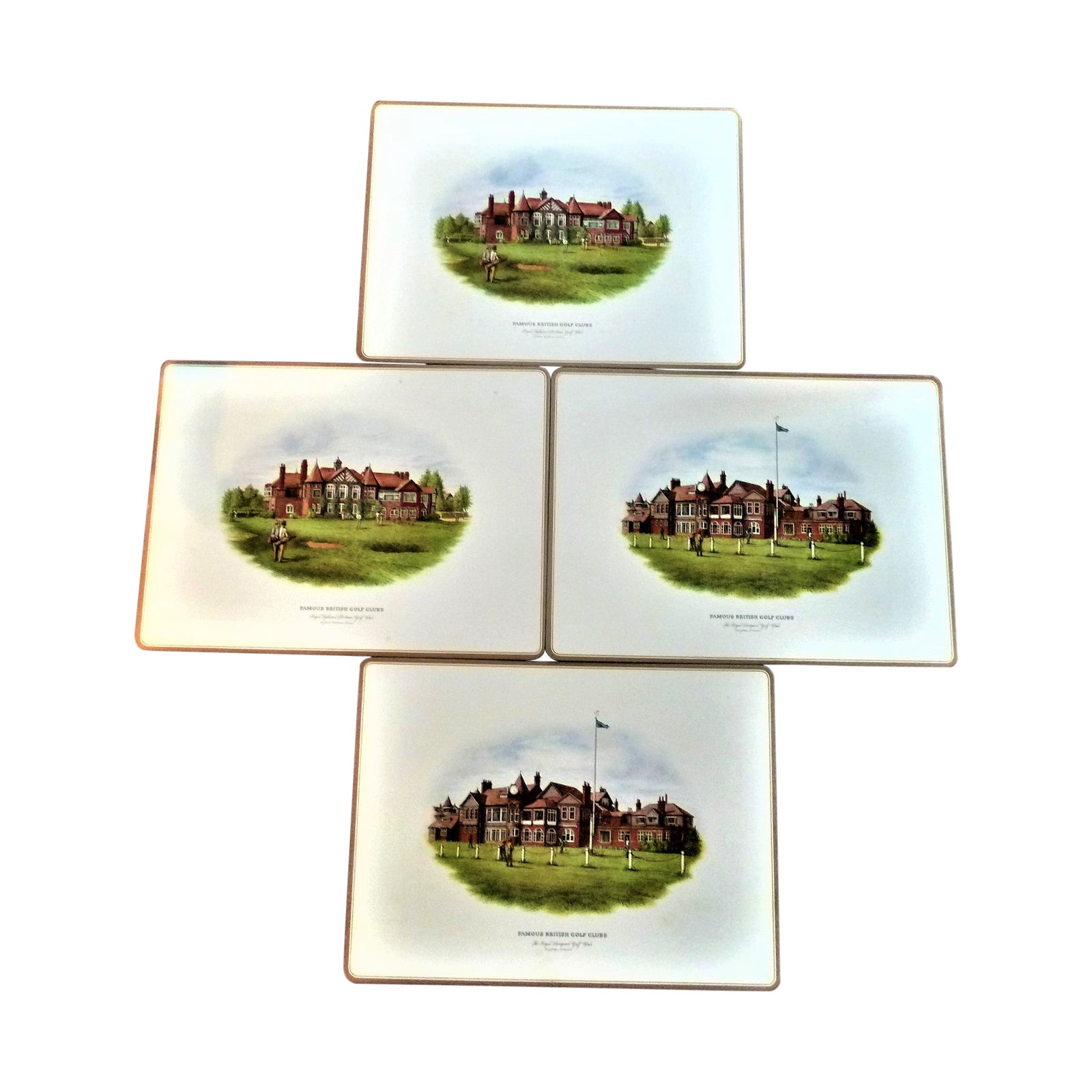 British Golf Courses Table Placemats (4) Mint in Box | Chairish
