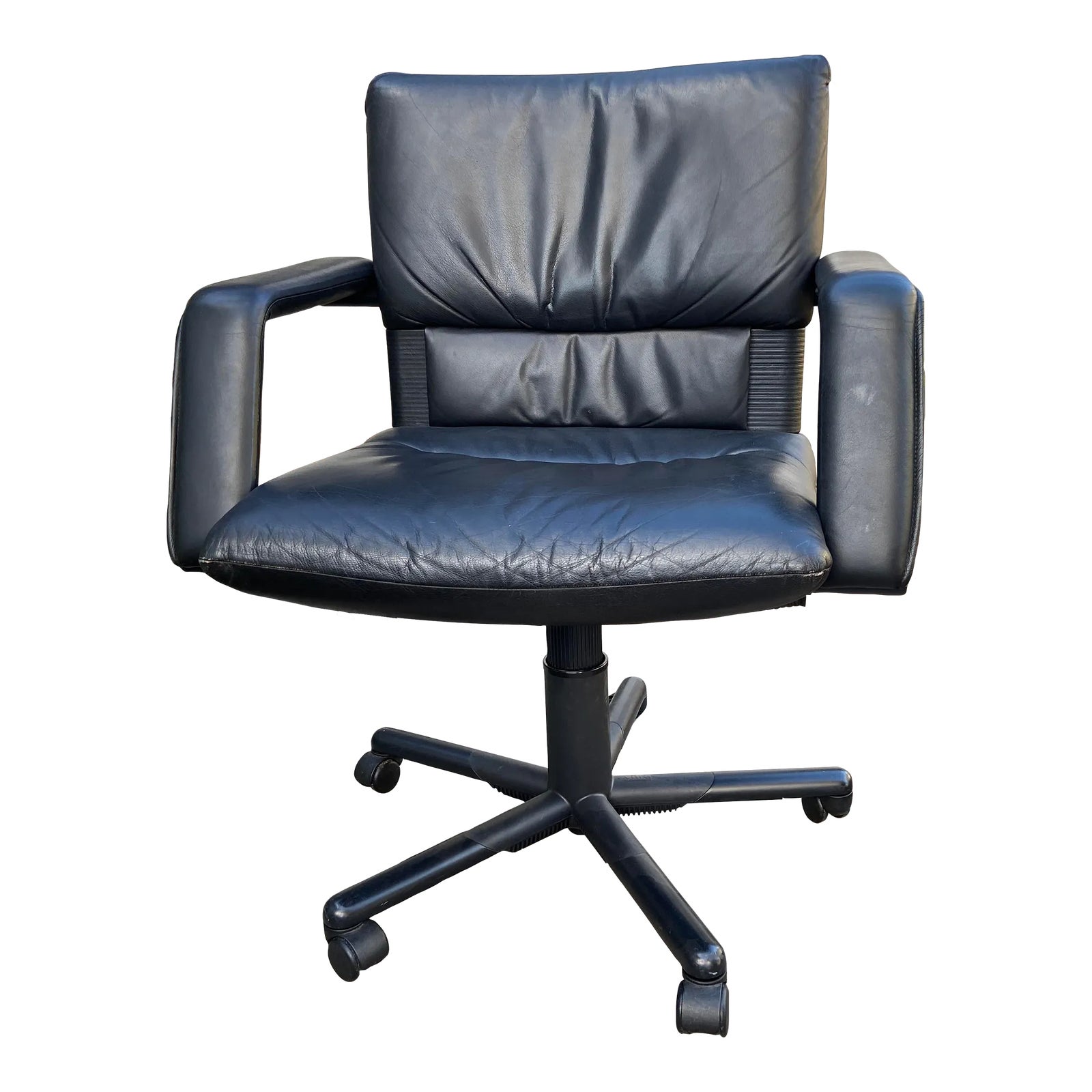 Vintage Post Modern Leather Swivel Desk Chair for Vitra Designed by ...