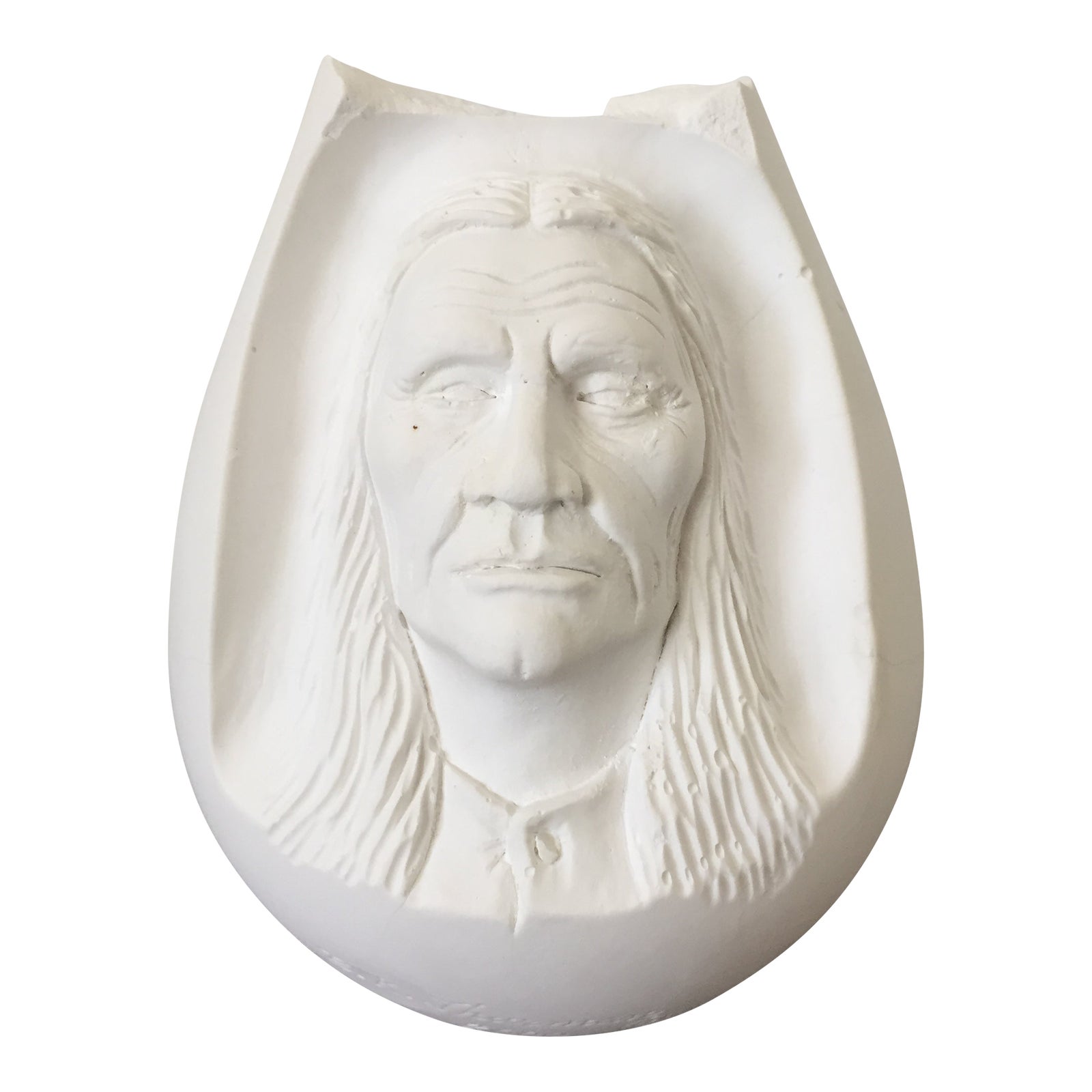 Native Indian Man Bust Plaster Sculpture by Dave Morrow | Chairish