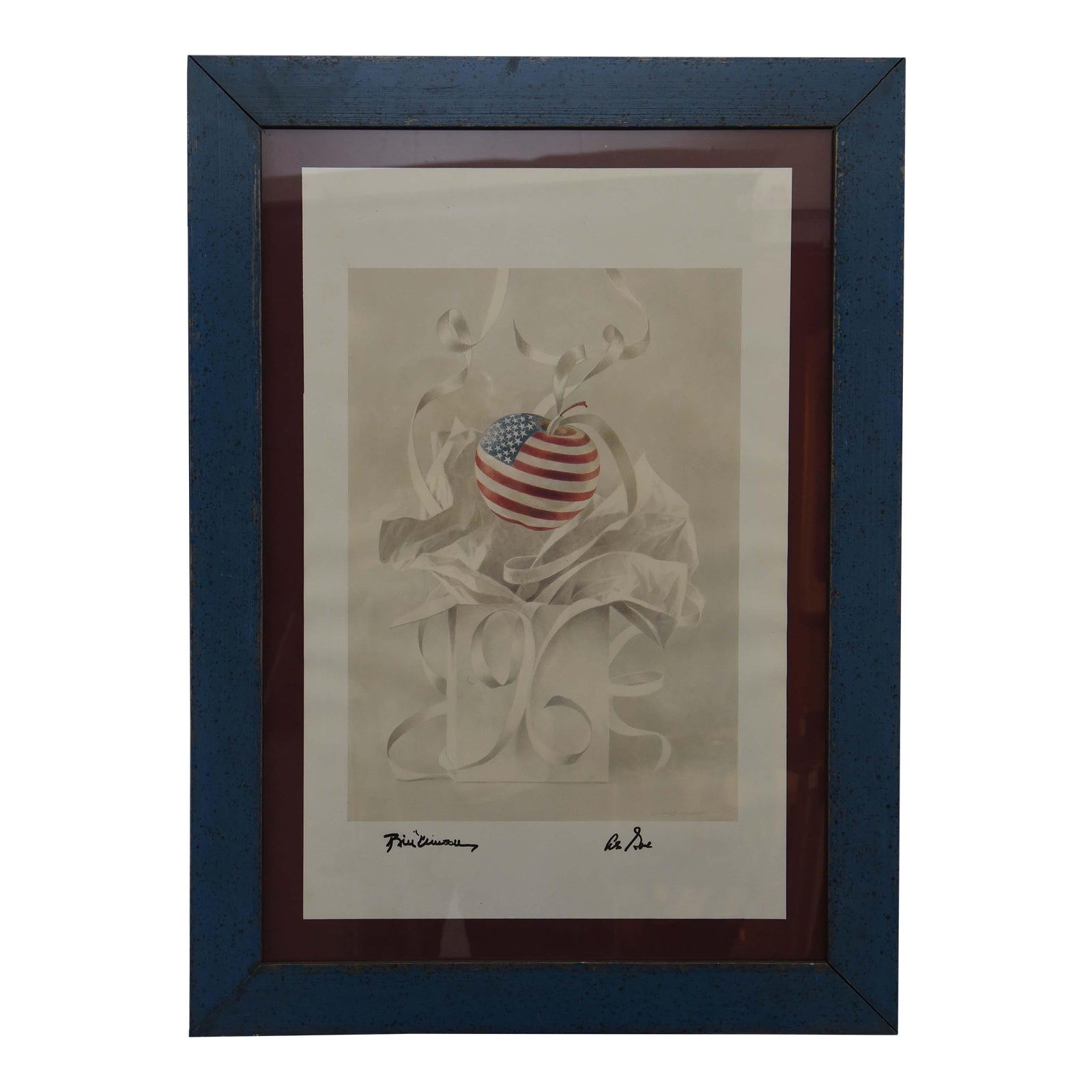 1990s Greg Mort "Big Apple" Lithograph Signed by President Bill Clinton ...