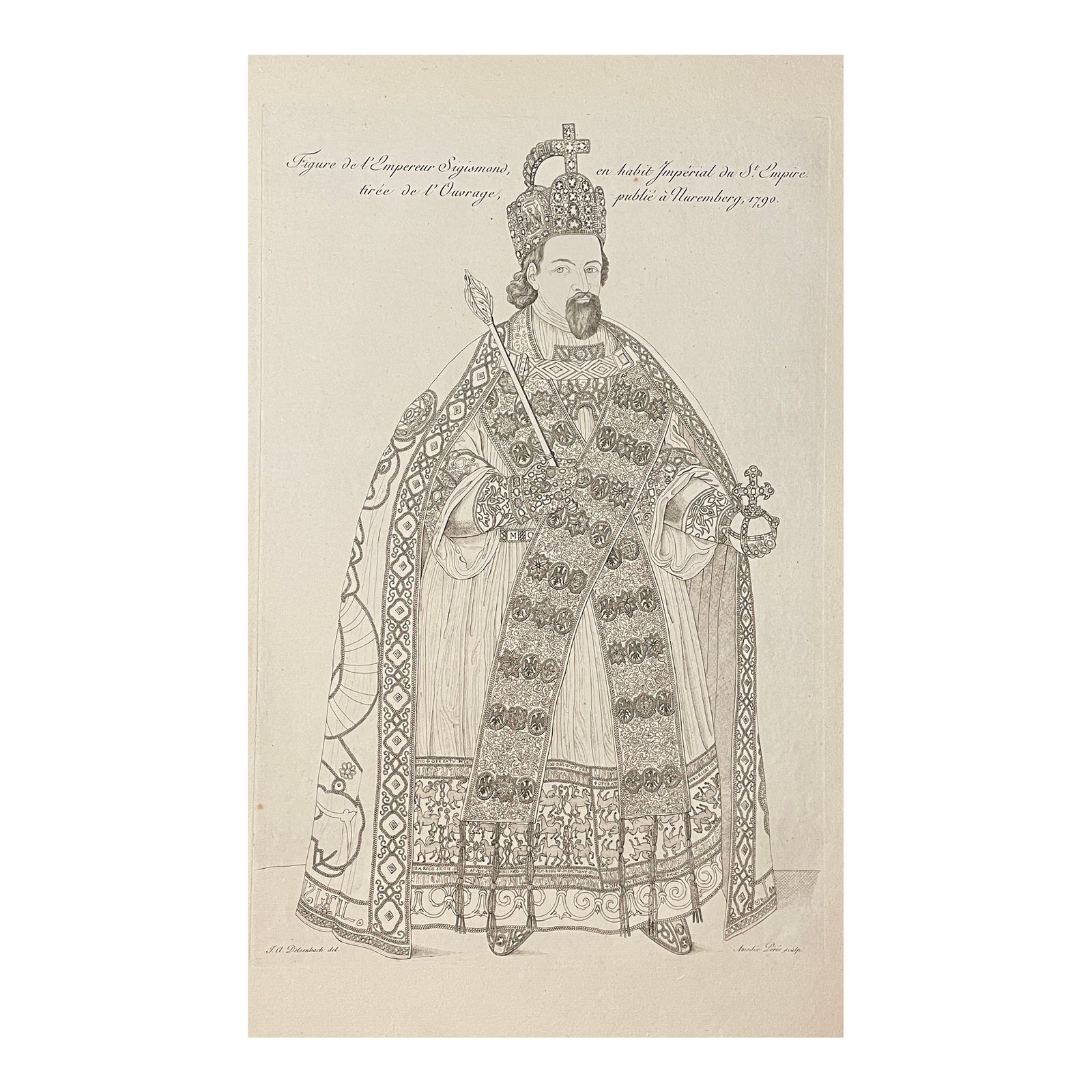 1825 Holy Roman Emperor Sigismund Engraving | Chairish