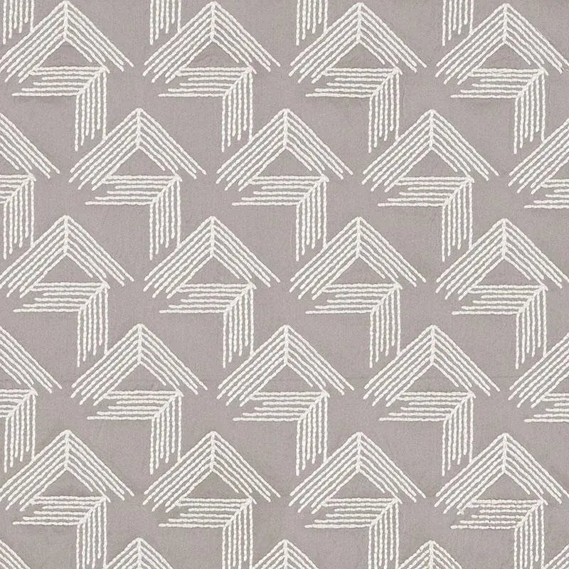 Schumacher X Miles Redd V Step Fabric in Pale Grey | Chairish