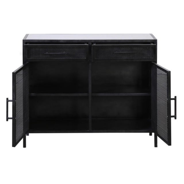 Gunmetal Screen Door Cabinet | Chairish