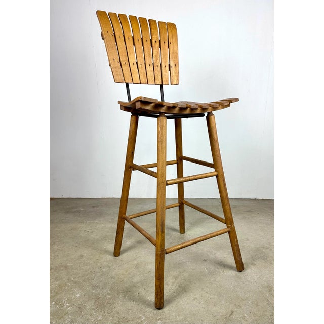 Mid Century Arthur Umanoff Style Slatted Wood Bar Stool by Nevco Chairish