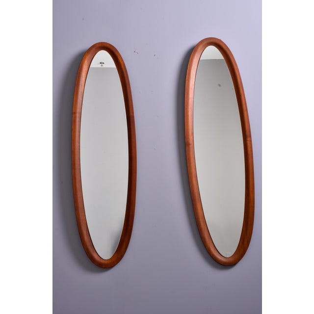 Tall Slender Mid Century Italian Oval Mirrors With Deep Set Frames ...
