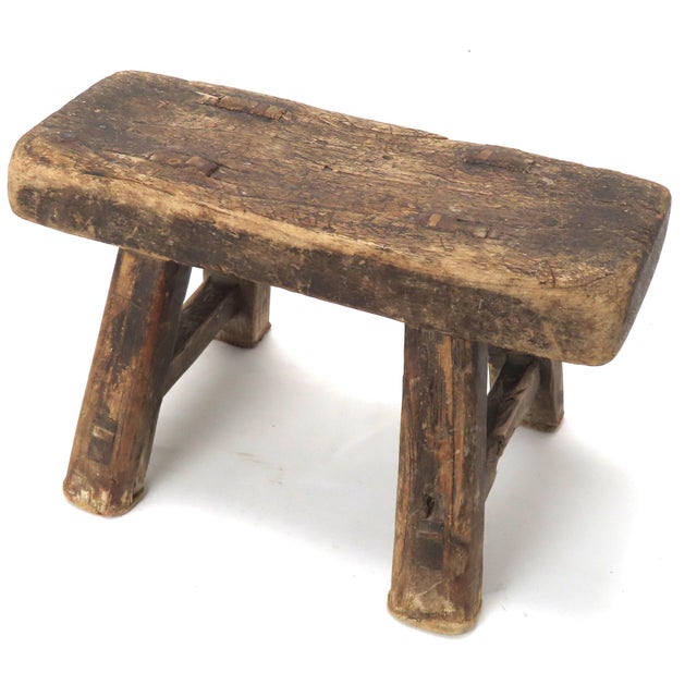 Small Antique American Hand Made Rustic Country Primitive Wood Milking ...