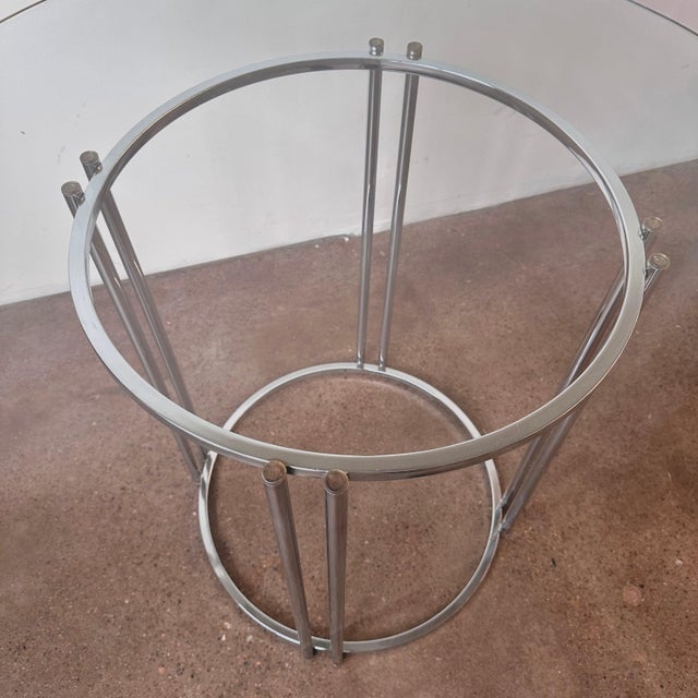 Milo Baughman Style Chrome and Glass Round Table | Chairish