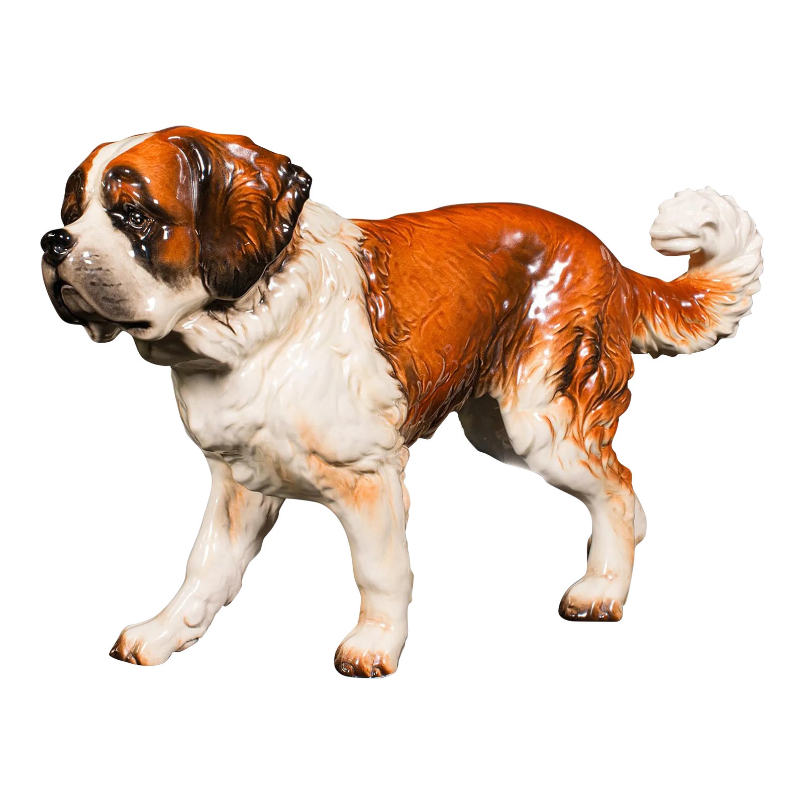 1980s Large Vintage German Ceramic St Bernard Figure | Chairish