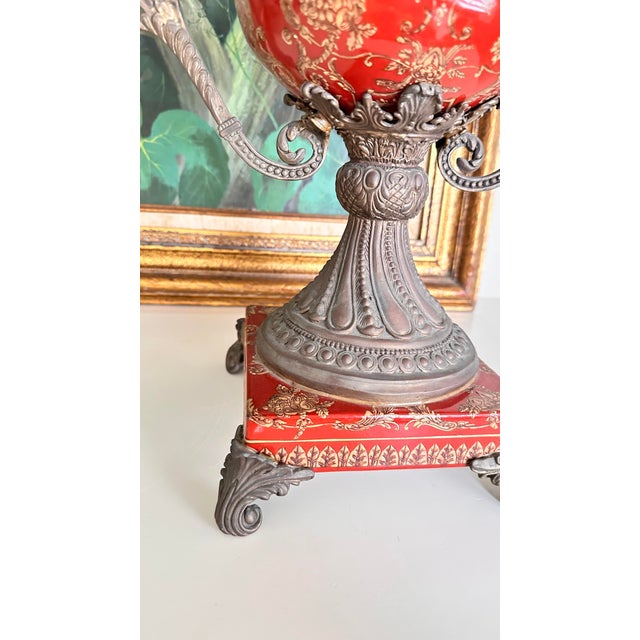 Late 20th Century Mark Roberts Footed Porcelain and Bronze Urn Bowl ...