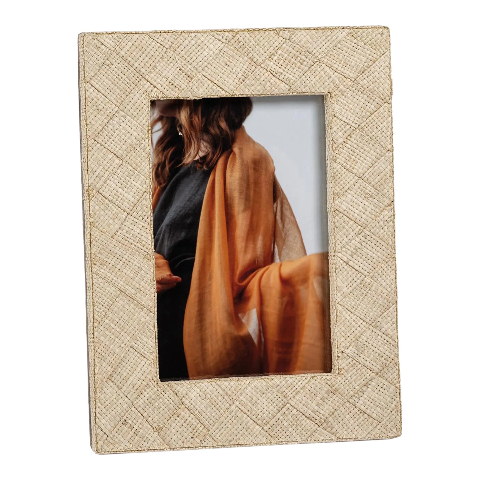 Lazarev Woven Raffia Photo Frame, 4" x 6" | Chairish