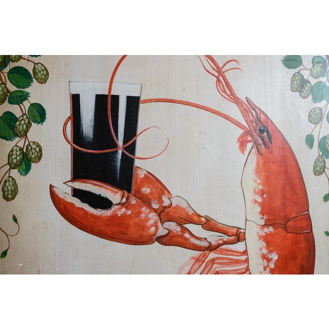 Painted Guinness Sign With Lobster | Chairish
