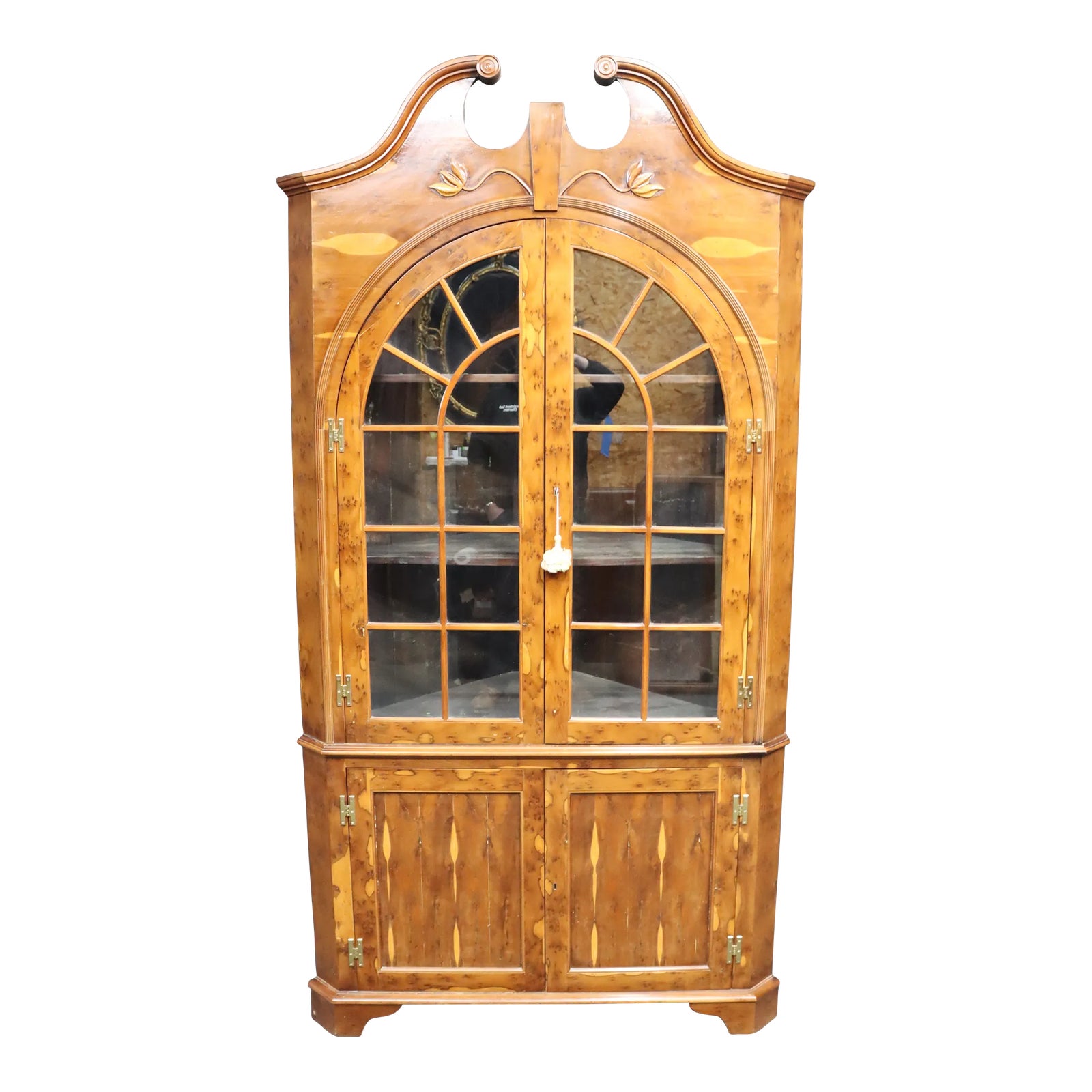 Art Nouveau Yew-Wood Corner Cabinet | Chairish