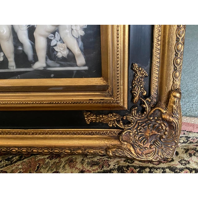 Late 20th Century Rococo Style Winged Putti Relief Plaque with Gilt ...