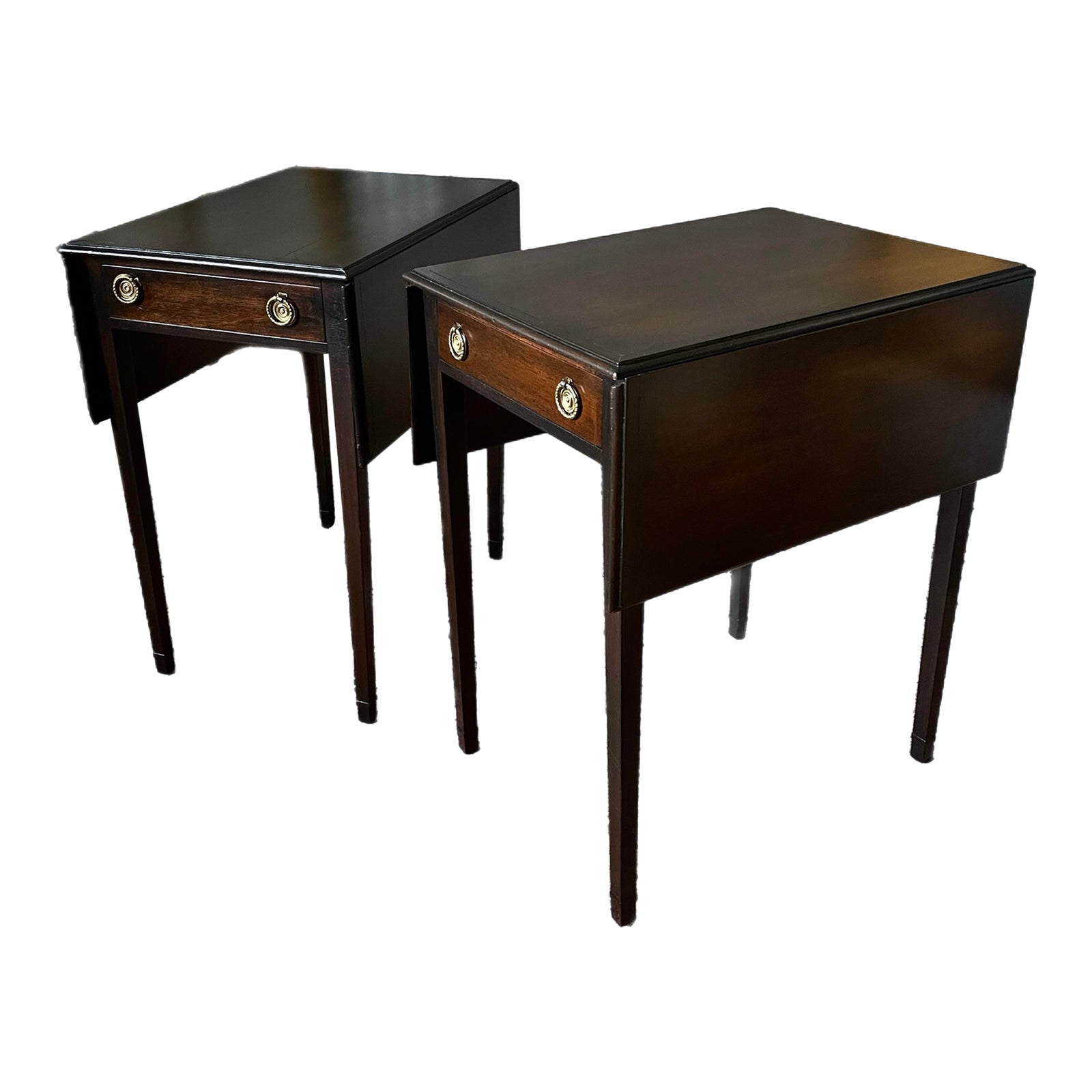 Georgian Style Drop Leaf Side Tables -- a Pair | Chairish