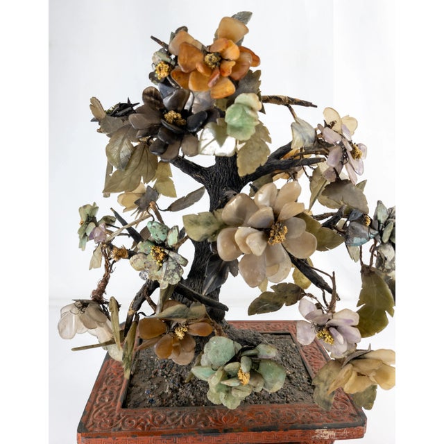 19th Century Chinese Chinoiserie Decorative Jade Tree With Hardstone ...