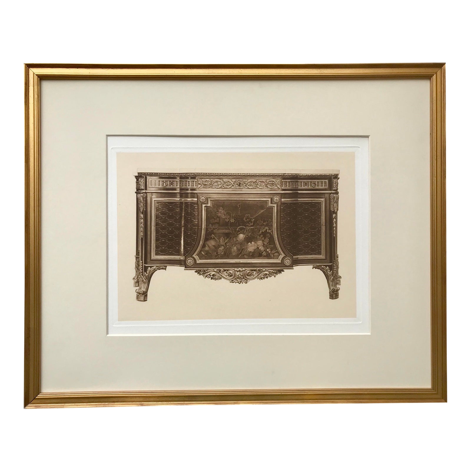 Antique French Etching of a Chest Palace of Versailles | Chairish
