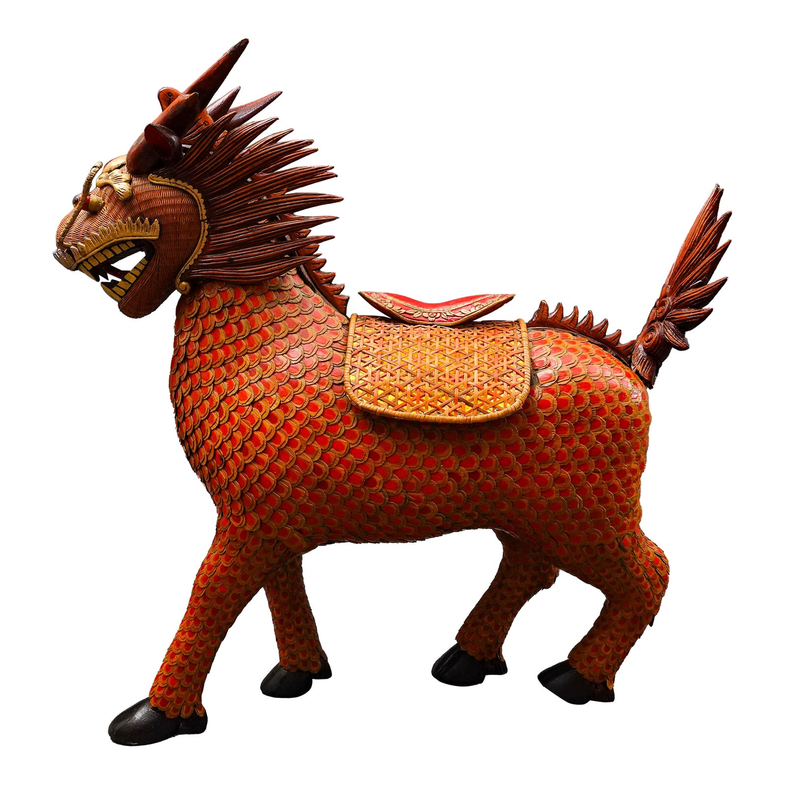 Mid 20th Century Shanghai Handicrafts Vintage Lacquer Wicker Bamboo ...