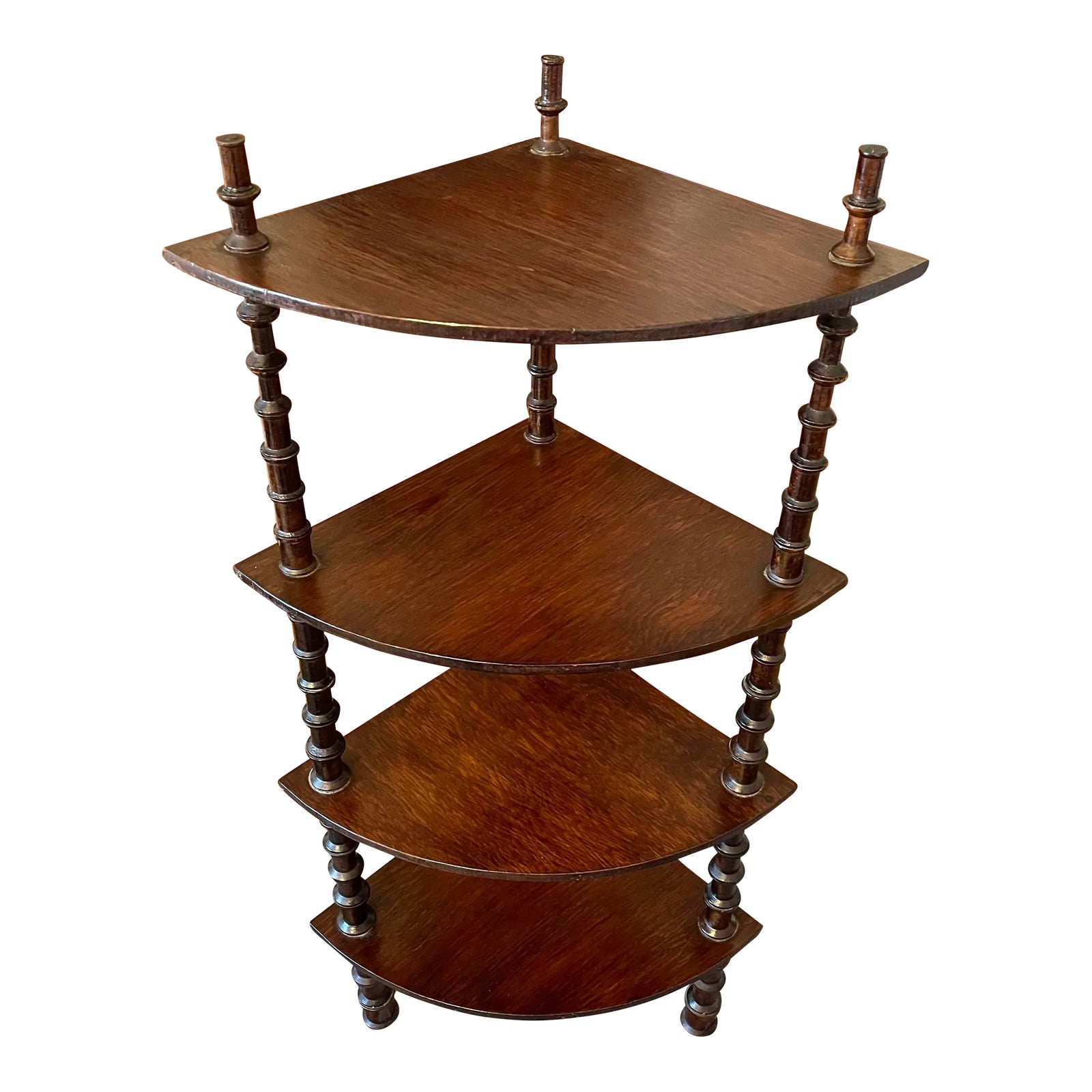Antique 1800s Historic Folk Art Spool Four-Tier Corner Stand | Chairish
