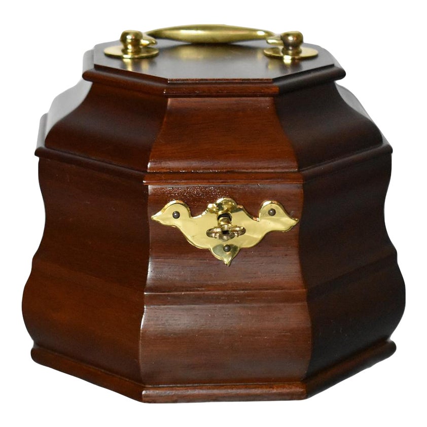 Vintage Williamsburg Solid Mahogany Octagon Shaped Tea Caddy W/Lock ...