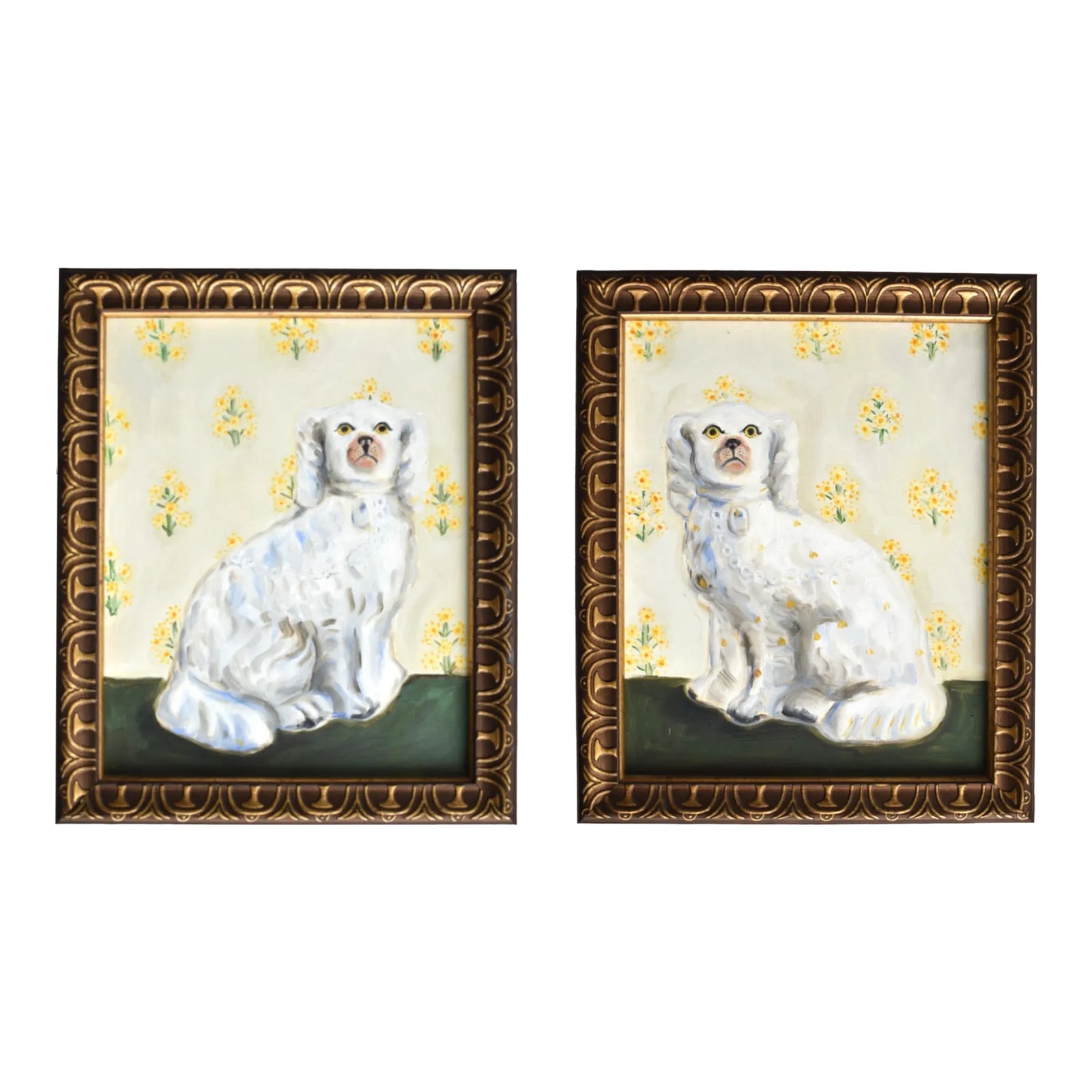 Percy & Primrose the White Staffordshire Dogs Portraits by Susannah ...