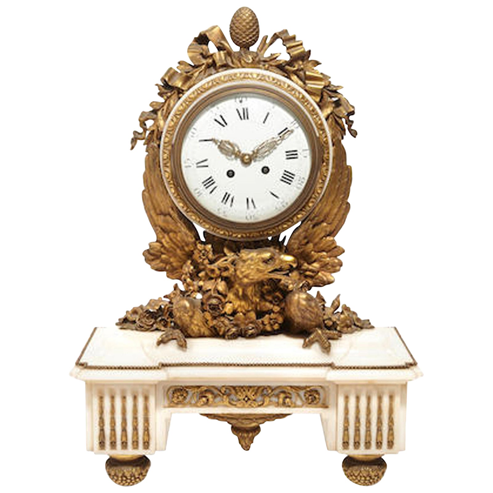 French Ormolu Marble Mantel Clock, 19th Century | Chairish