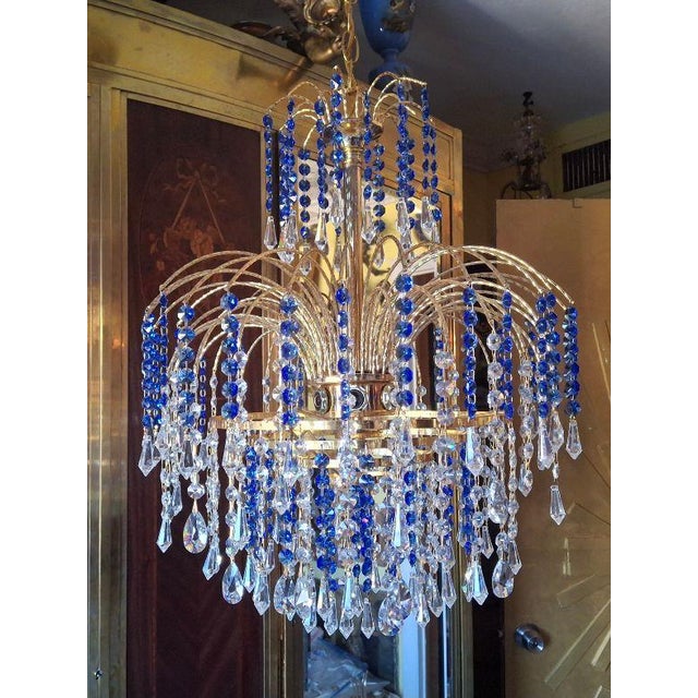 1960's Hollywood Regency Sapphire Blue & Clear Cut Austrian Crystal ...