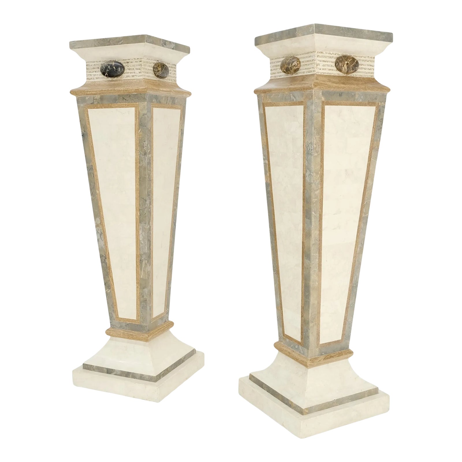 Tessellated Marble Tapered Square Obelisk Shape Pedestals Stands - A ...
