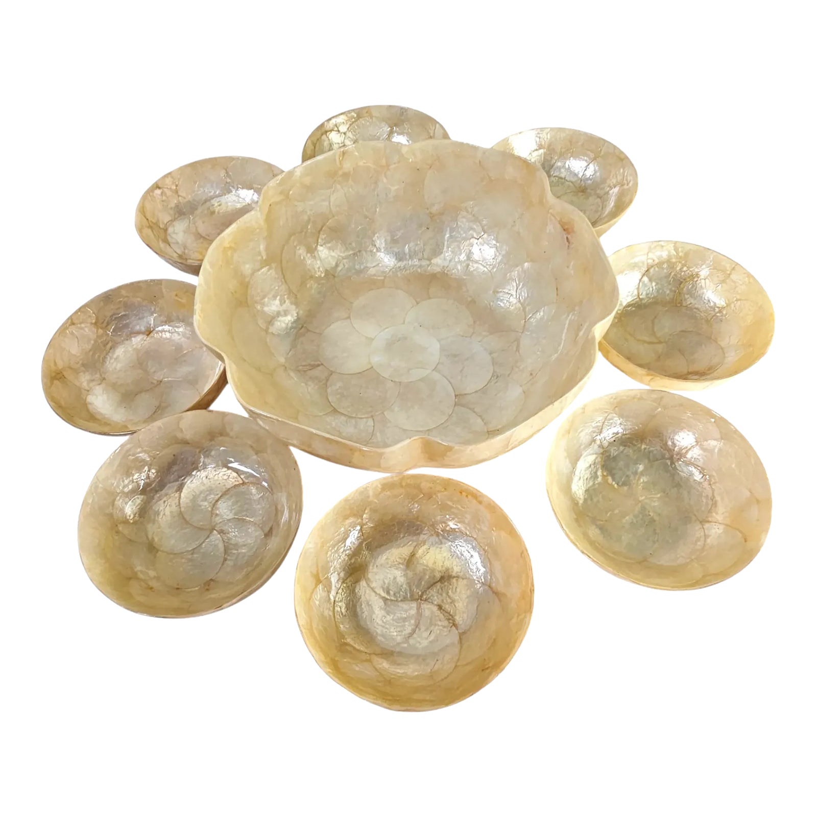 Gump's Capiz Shell Serving Bowl Set | Chairish