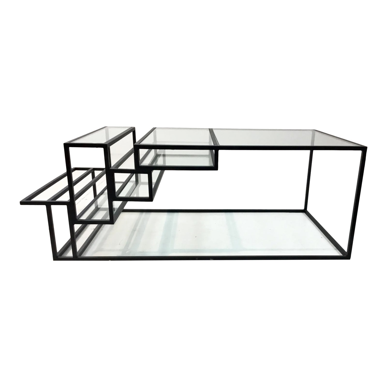 Industrial Modern Metal and Glass Cocktail Table | Chairish