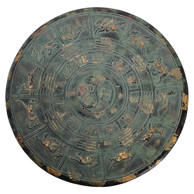 Chinese Bronze Zodiac Plate Decorative 11.5"d | Chairish
