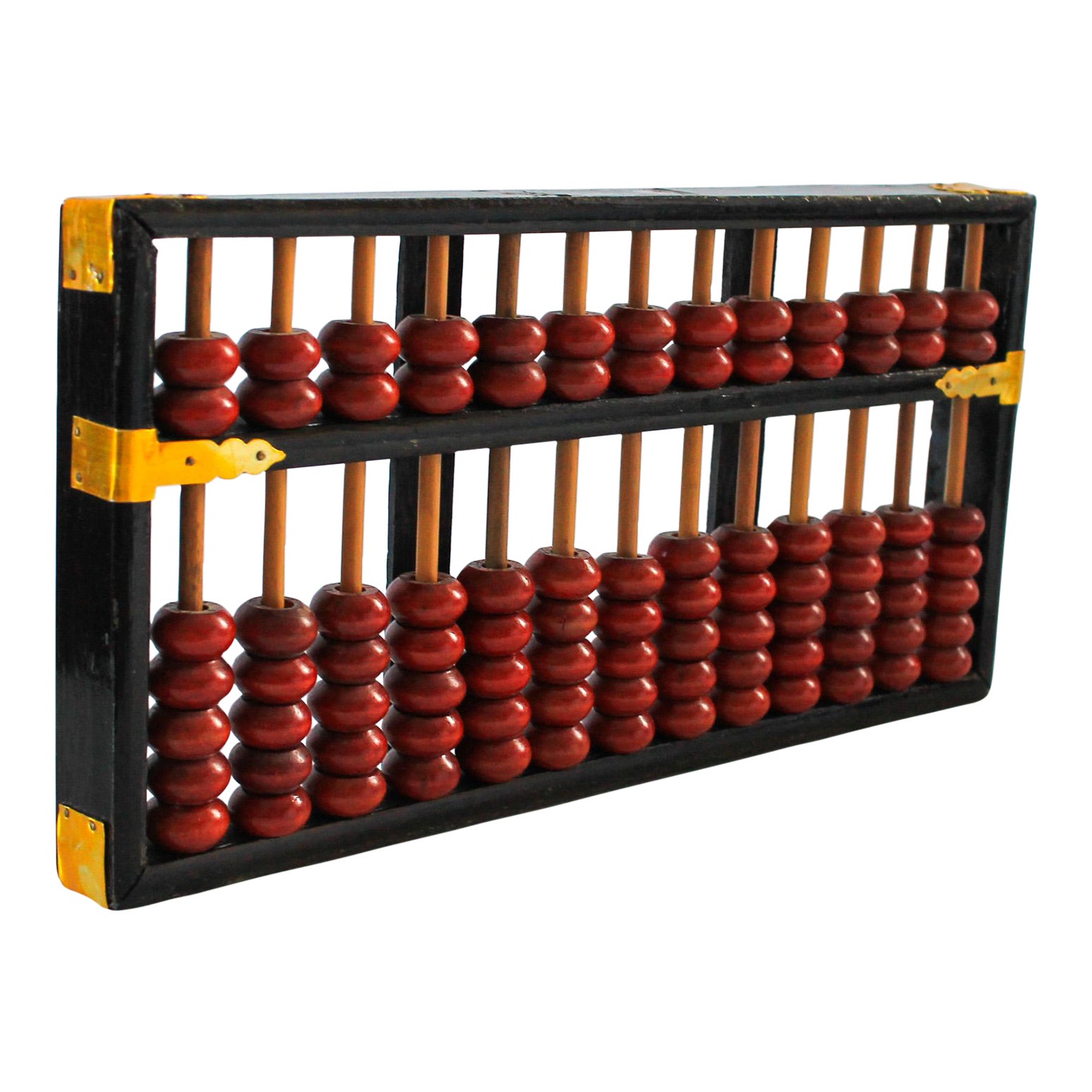 Vintage Chinese Wood & Brass Lotus - Flower Brand Abacus Counter | Chairish