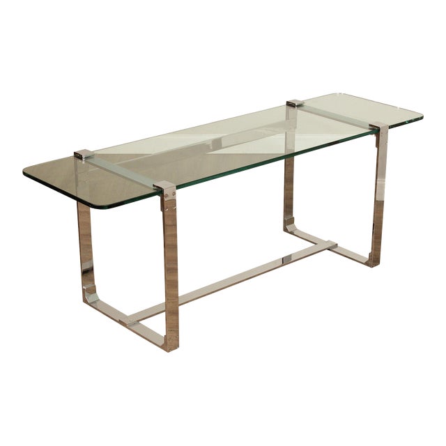 1990s Postmodern Chrome & Glass Writing Desk | Chairish