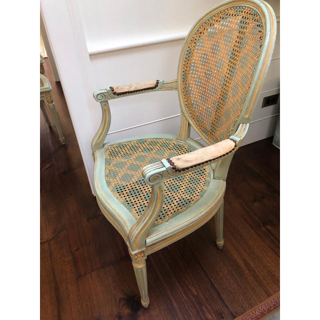Mid 20th Century Set of 5 Vintage French Provincial Painted Cane Chairs ...