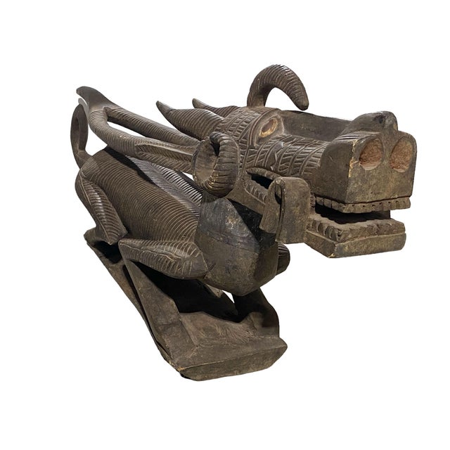 Huge/ Superb and Rare Bambara Chiwara Wood Sculpture 57" W | Chairish