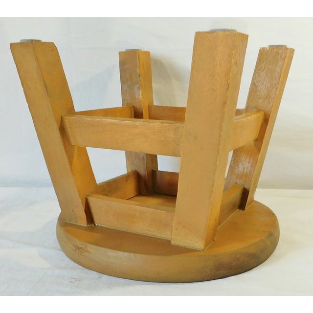Handcrafted Solid Wood Carved Rainbow Foot Stool | Chairish