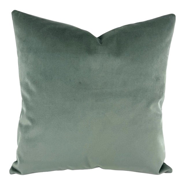 Smokey Blue Lagoon Velvet Pillow Cover - Dusty Seafoam Solid Velvet ...
