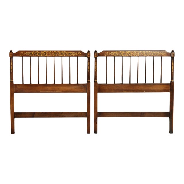 Hitchcock Solid Maple Vintage Twin Stenciled Headboards - a Pair | Chairish