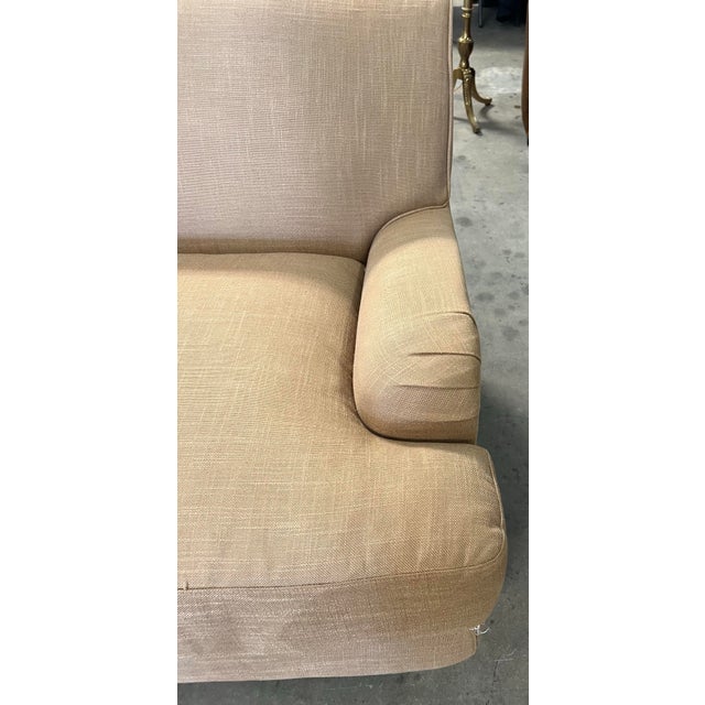 1990s English Style Roll Arm Club Chair With Casters | Chairish