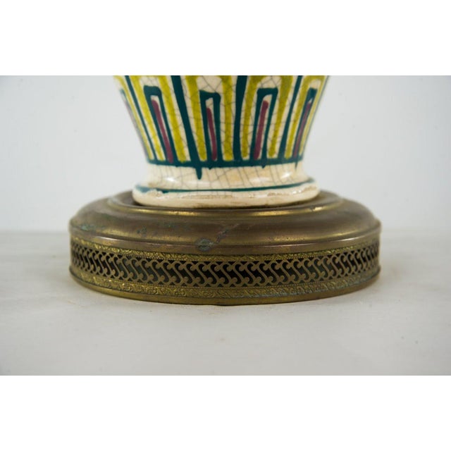 Vintage Hand Painted Porcelain & Bronze Table Lamp | Chairish