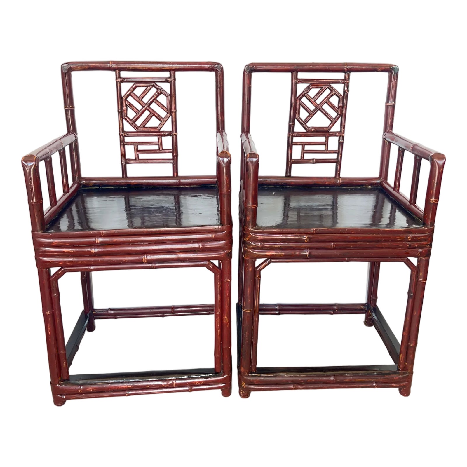 19Th C. Pair Chinese Bamboo Chairs | Chairish