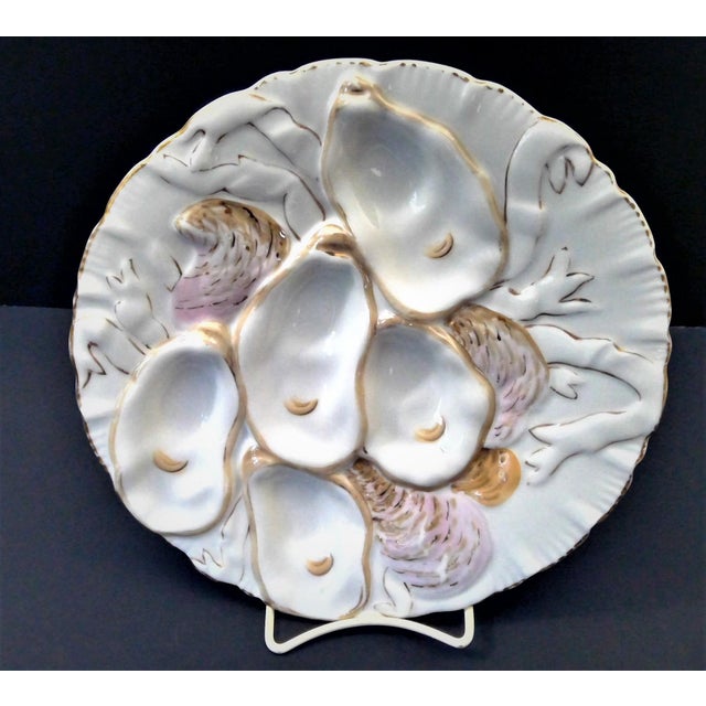 1888 Antique Continental Pink Turkey Oyster Plate, Gilman Collamore ...