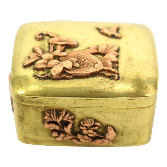 Antique Japanese Meiji Mixed Metal Snuff Box, Brass & Copper | Chairish