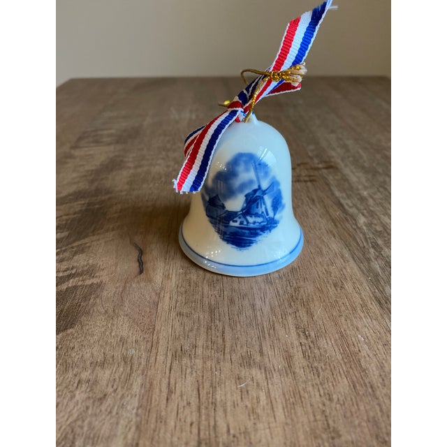 Mid 20th Century Delft Blue Bell Ceramic Holiday Ornament | Chairish