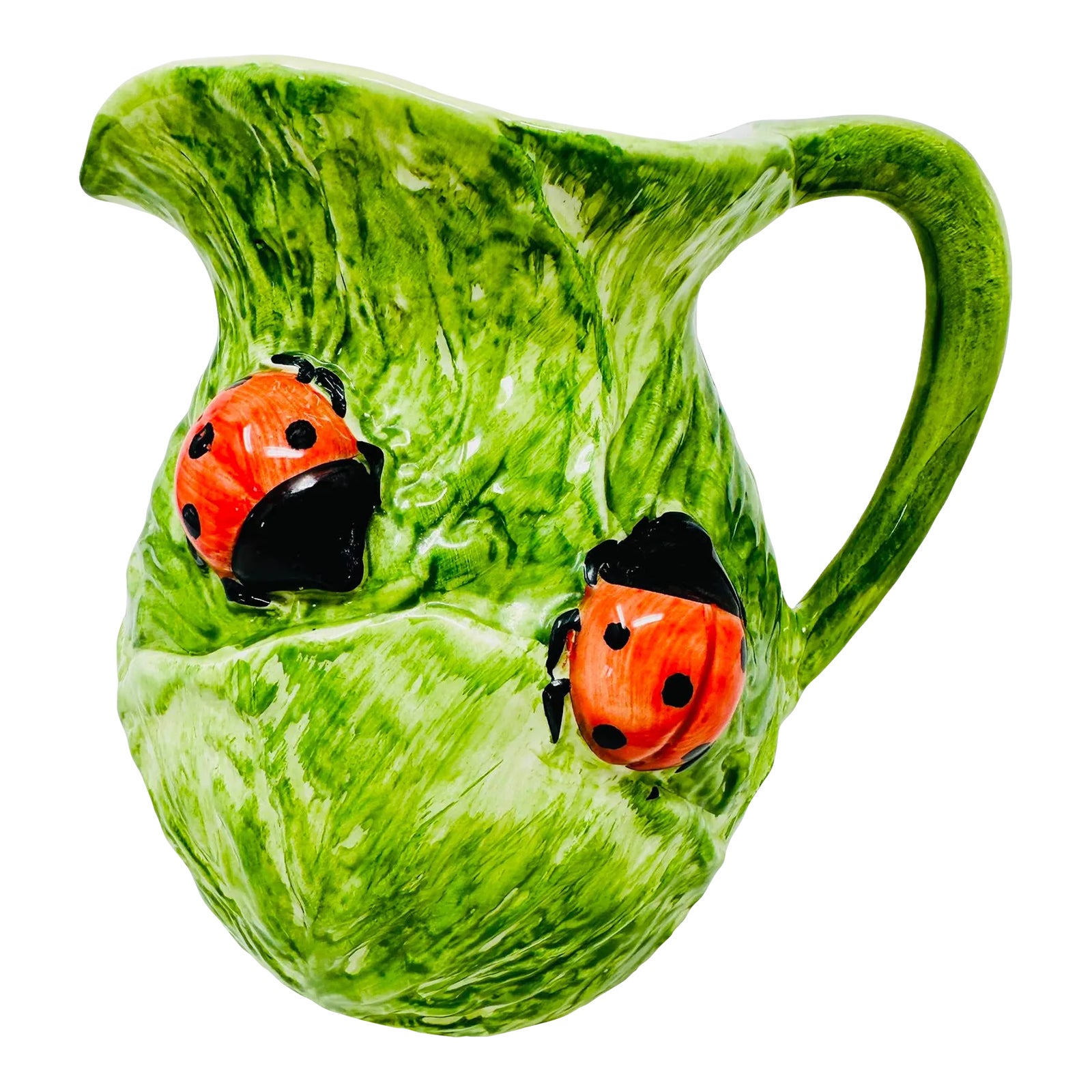 Vintage Italian Valli Ceramiche Ceramic Cabbage Pitcher With Ladybugs ...