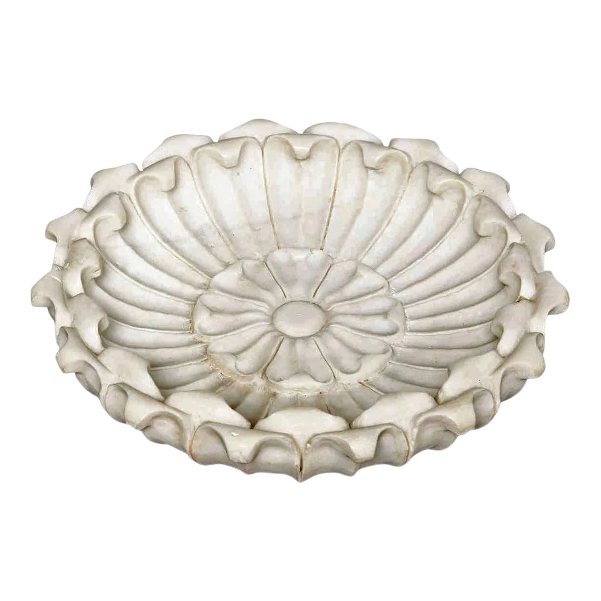 Hand Carved Marble Flower Bowl, Mid-20th Century | Chairish