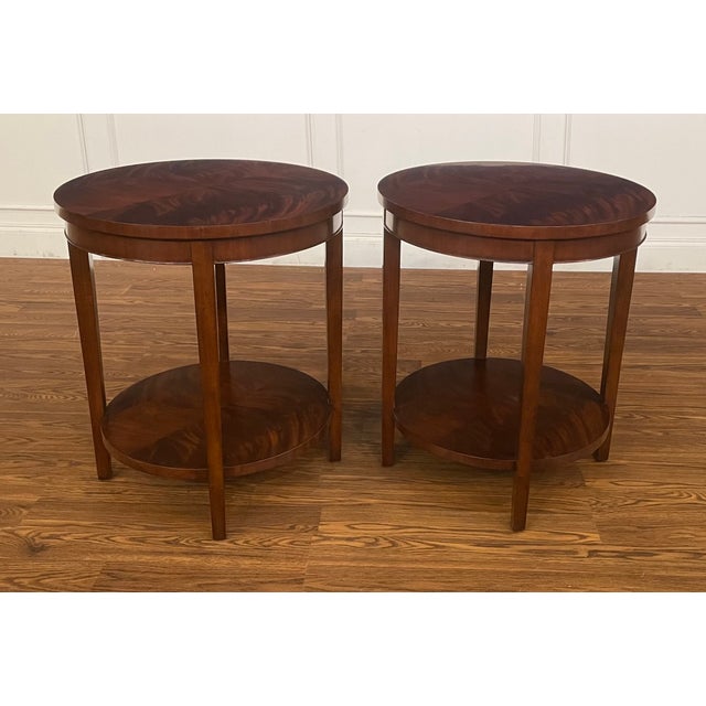 Pair of Matching Round Mahogany Hepplewhite Style End Tables - Showroom ...
