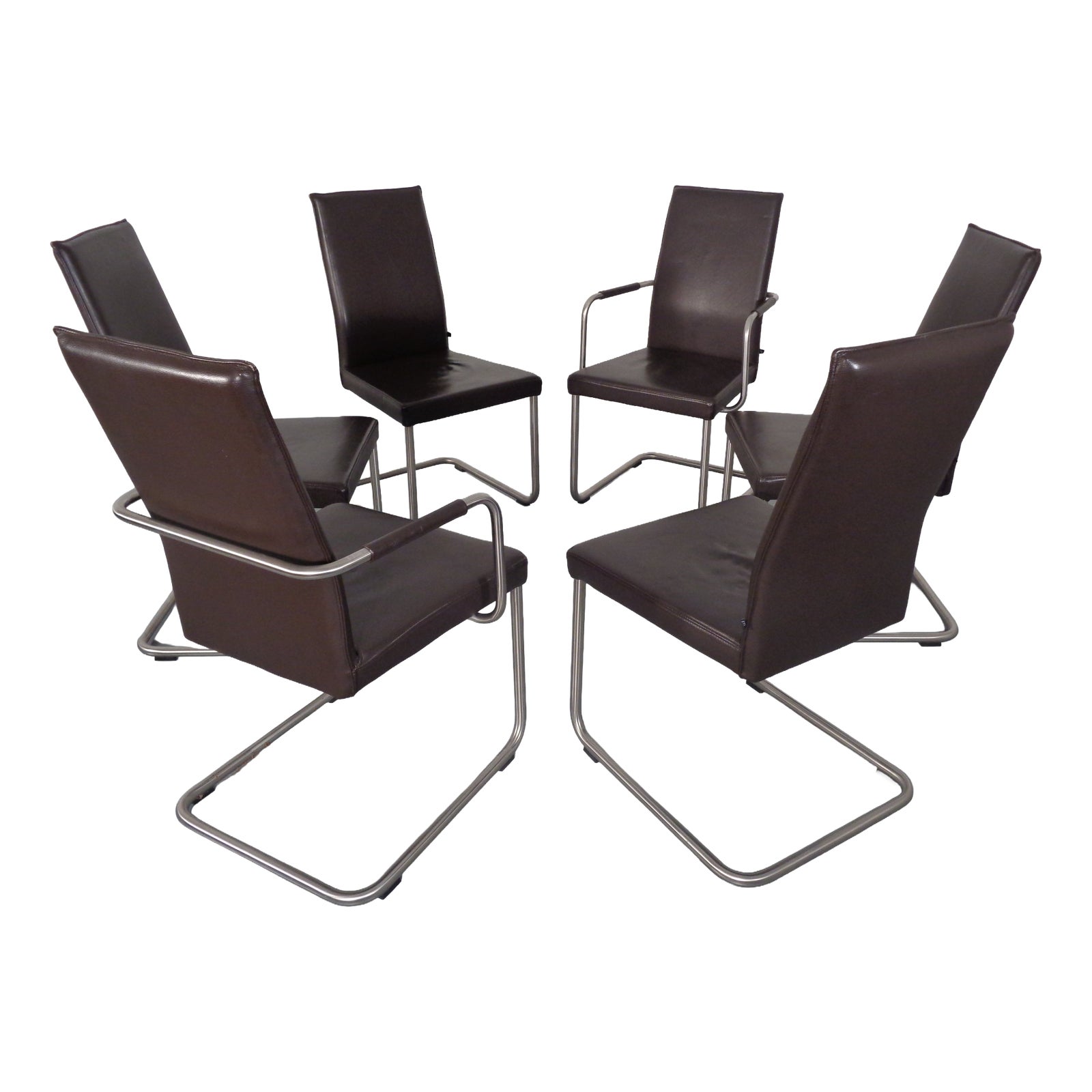 Leather Cantilever Dining Chairs by Karl Friedrich Förster for KFF ...