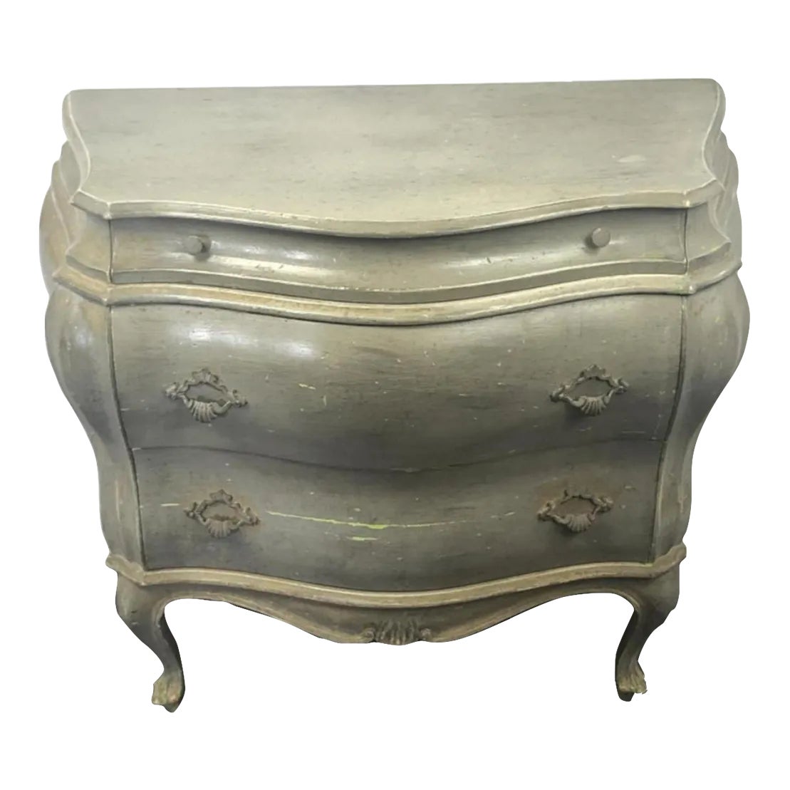 1950s Florentine Gray Painted Bombay Chest of Drawers Commode | Chairish