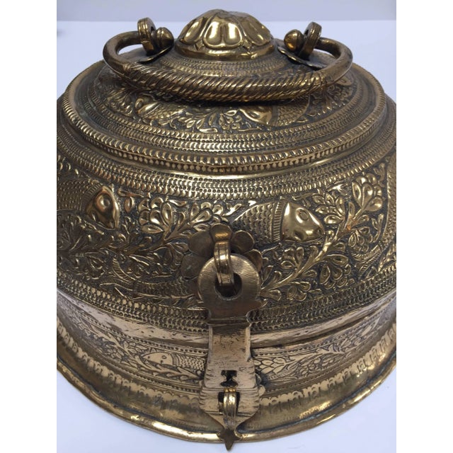 Decorative Large Round Anglo-Indian Brass Box Tea Caddy | Chairish