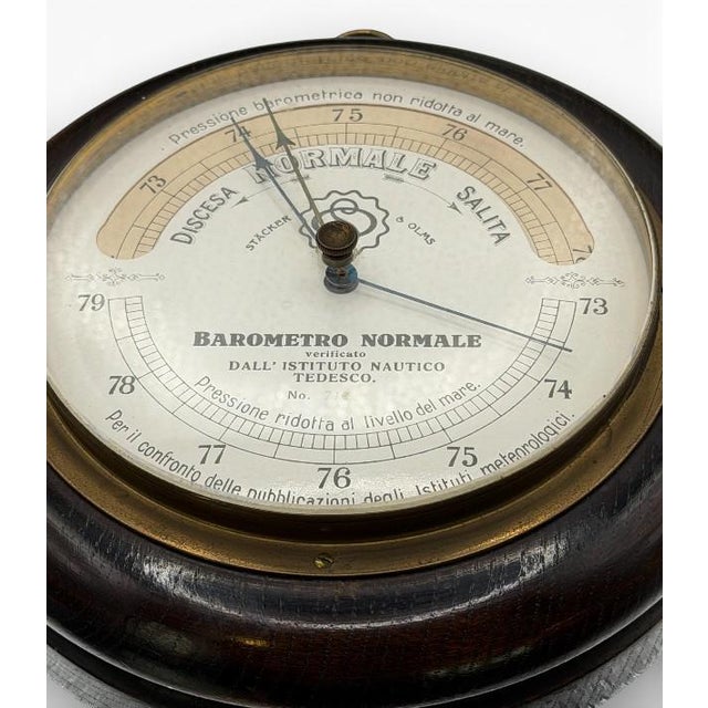 Vintage Italian Aneroid Barometer — “Barometro Normale” | Wood + Brass ...